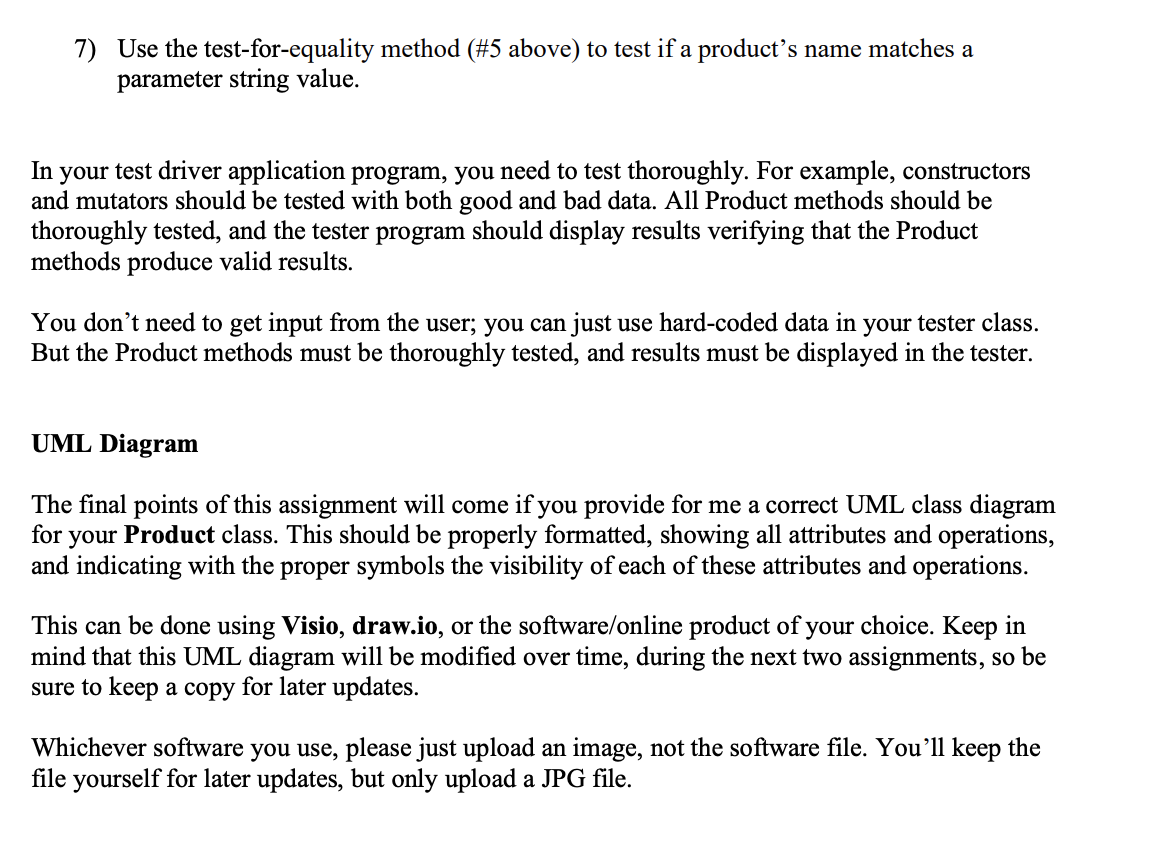 Solved Implementing And Testing A Product Class In This Chegg