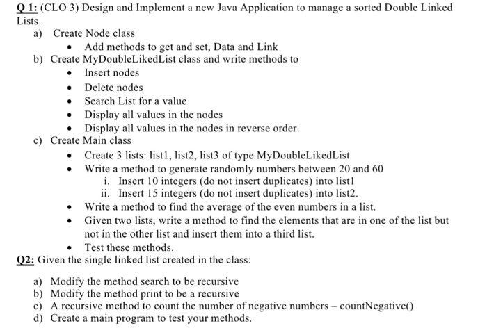 Solved Q1: (CLO 3) Design and Implement a new Java | Chegg.com