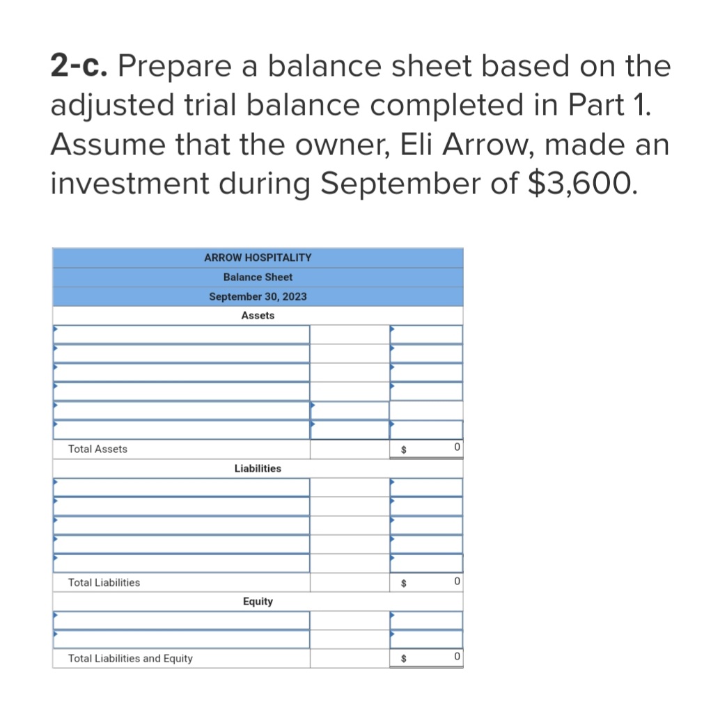 Solved 2-c. Prepare a balance sheet based on the adjusted | Chegg.com