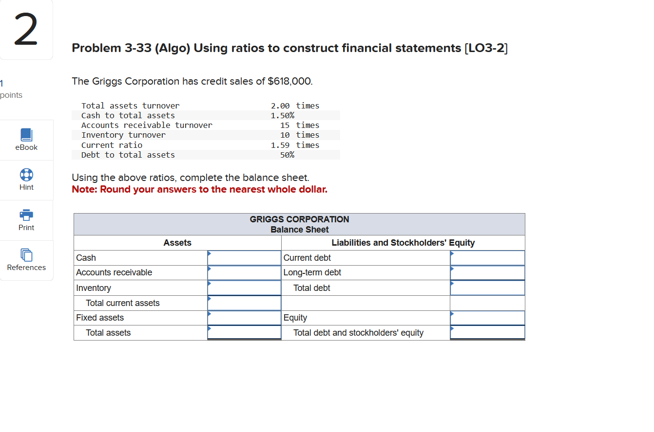 Solved Problem 3-33 (Algo) Using ratios to construct | Chegg.com