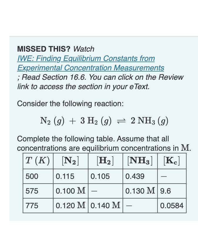 Solved MISSED THIS? Watch IWE: Finding Equilibrium Constants | Chegg.com