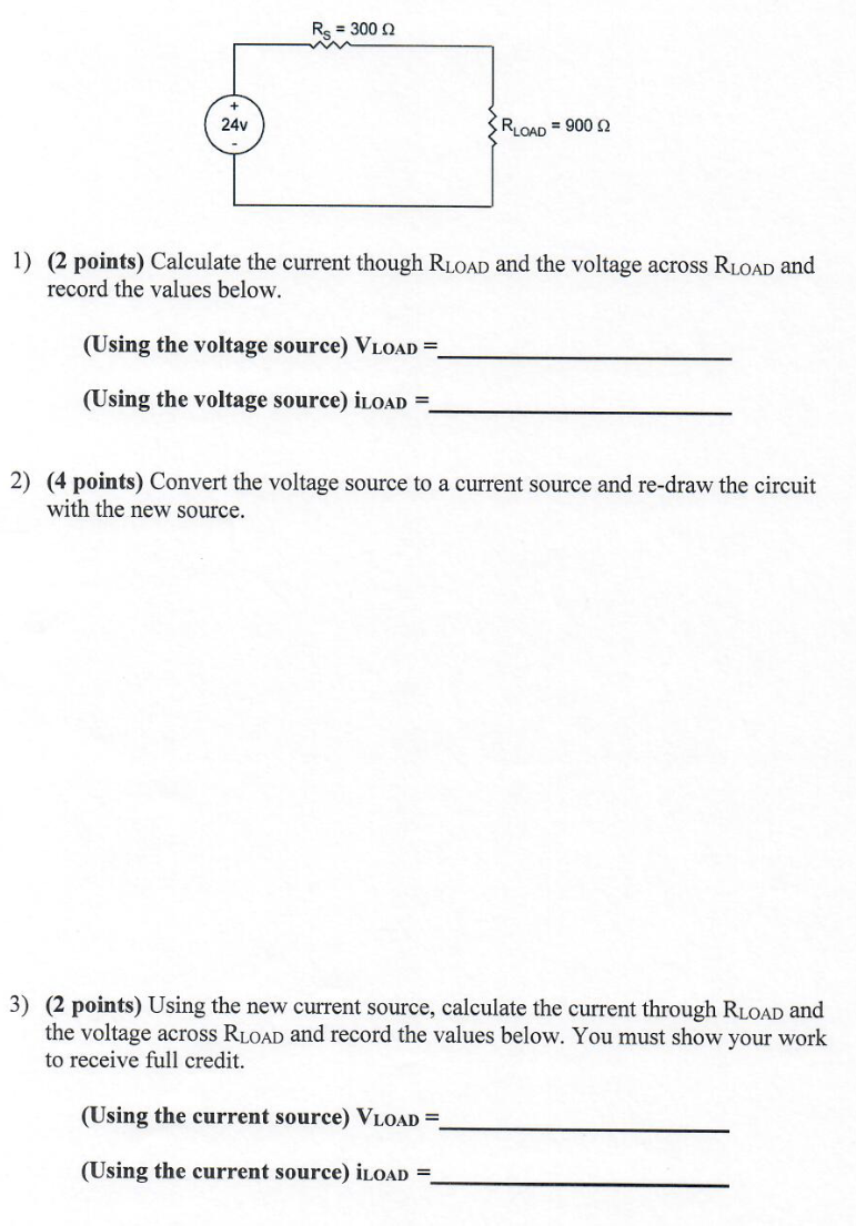 Solved 1) (2 points) Calculate the current though RLOAD and | Chegg.com