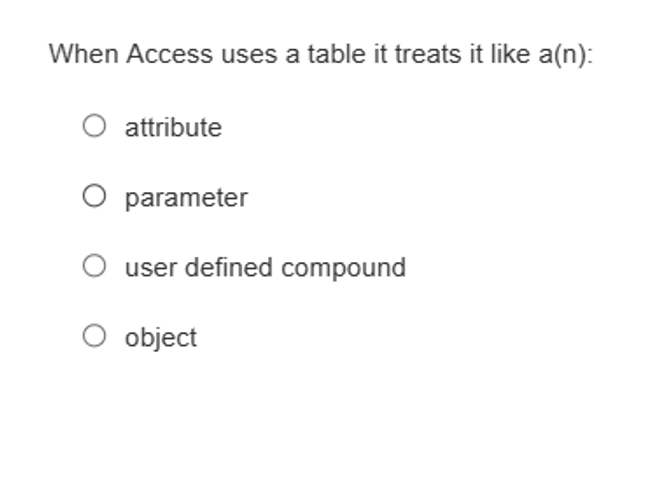 Solved When Access Uses A Table It Treats It Like An