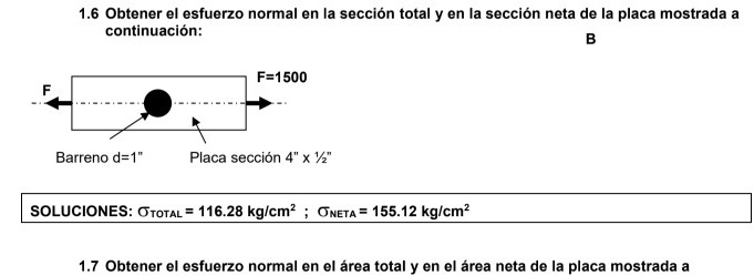Solved 1.6 Obtain the normal stress in the total section and | Chegg.com