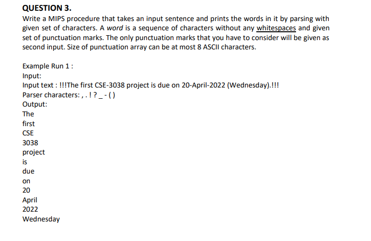 Solved QUESTION 3. Write a MIPS procedure that takes an | Chegg.com
