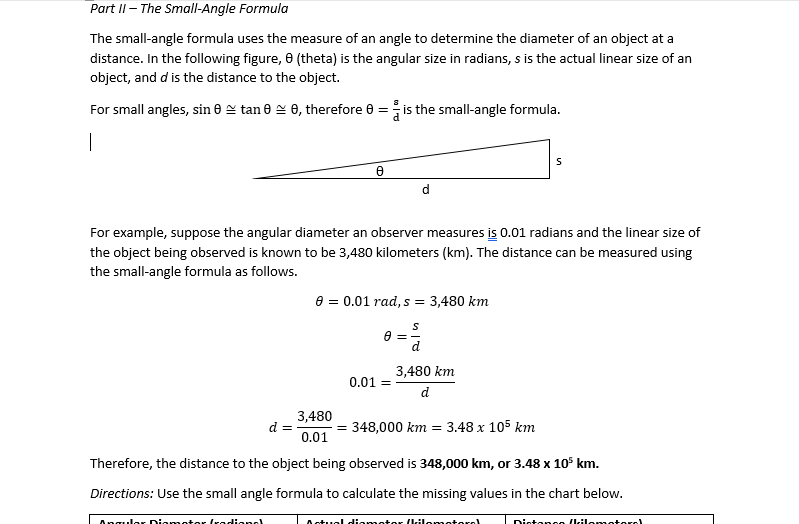Solved Part II-The Small-Angle Formulo The small-angle | Chegg.com