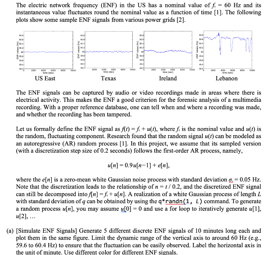 Solved The electric network frequency (ENF) in the US has a | Chegg.com