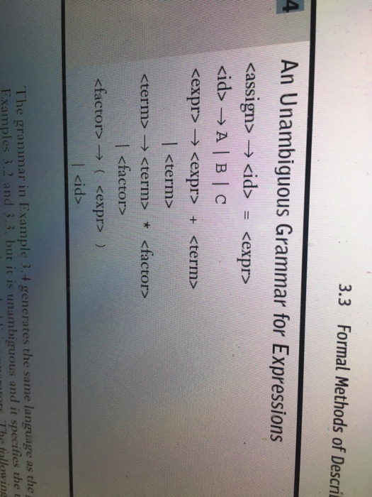Solved Using the grammar in example 3.4. Show a parse tree | Chegg.com