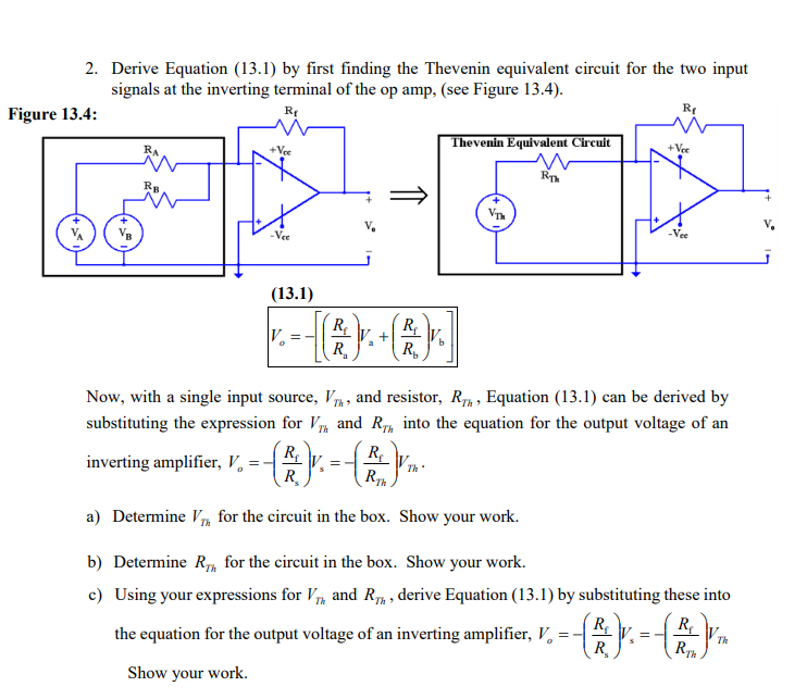 Solved 2. Derive Equation (13.1) by first finding the | Chegg.com
