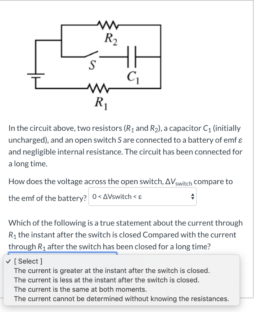 Solved In the circuit above, two resistors (R1 and R2), a | Chegg.com