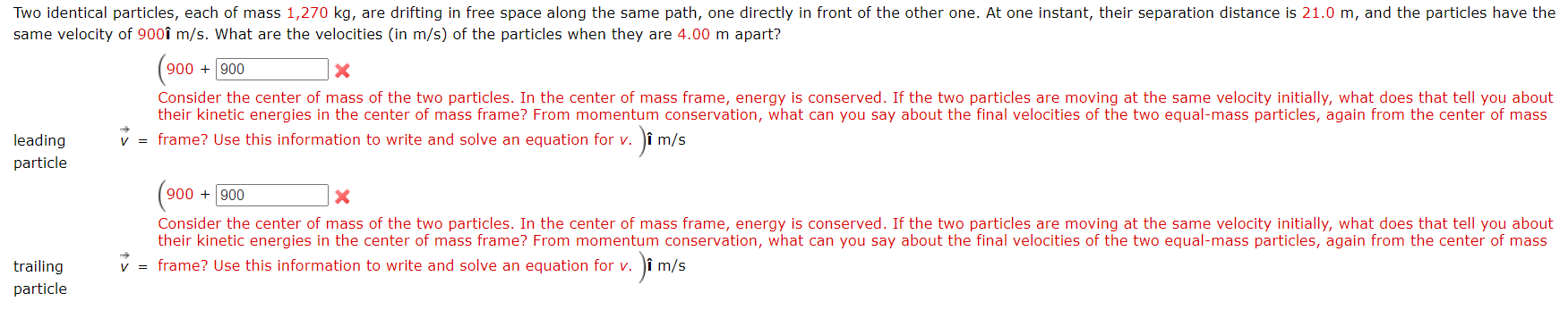 Solved Two identical particles, each of mass 1,270 kg, are | Chegg.com