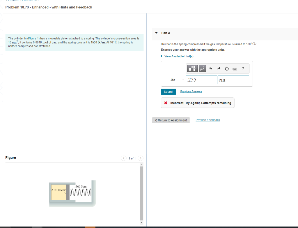 Solved Problem 18.73 - Enhanced - with Hints and Feedback | Chegg.com