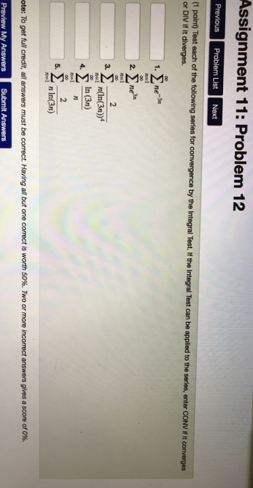 Solved Assignment 11: Problem 12 Previous Problem ListNext | Chegg.com