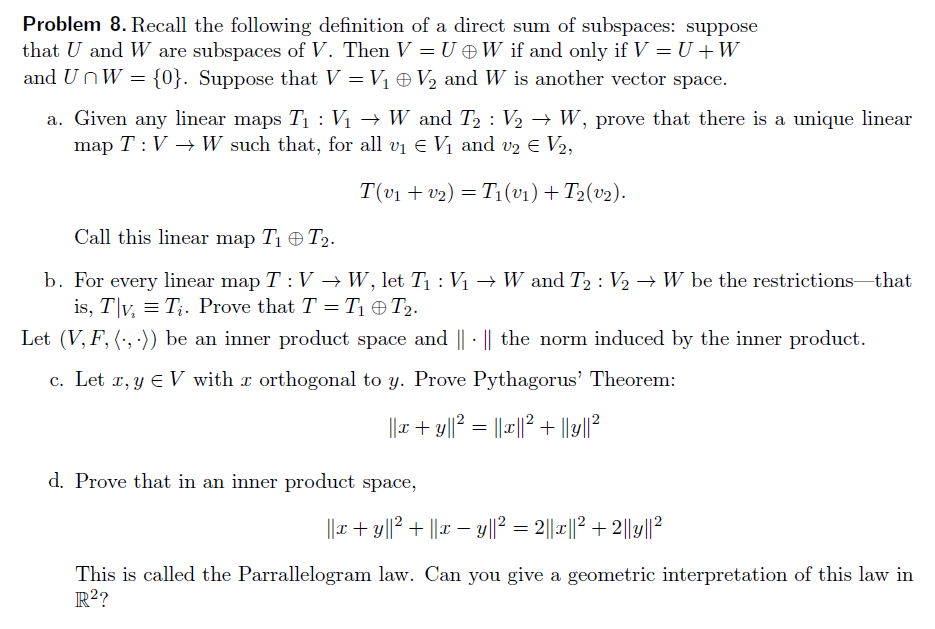 Solved Problem 8. Recall the following definition of a | Chegg.com