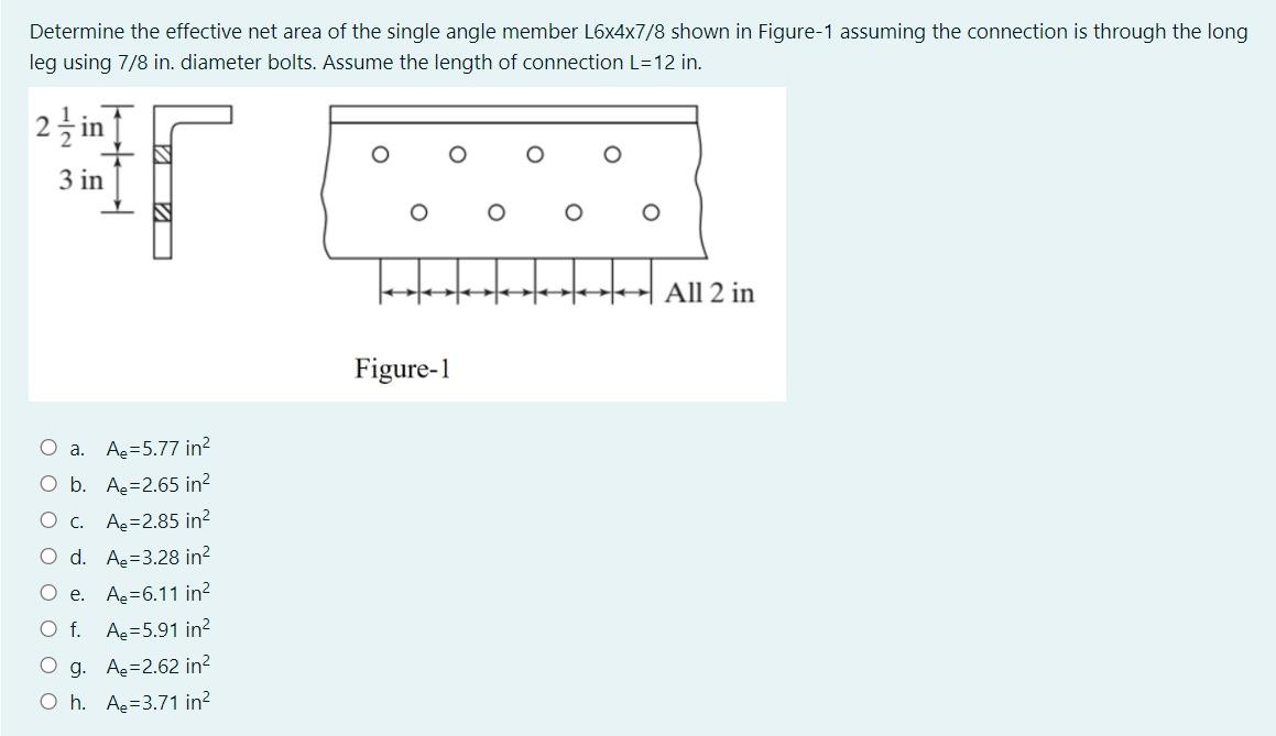 Solved Determine the effective net area of the single angle | Chegg.com