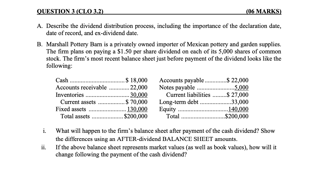 A. Describe the dividend distribution process, | Chegg.com