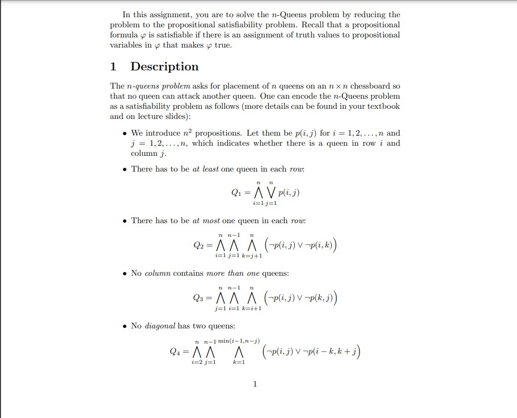 Solved In this assignment, you are to solve the n-Queens | Chegg.com