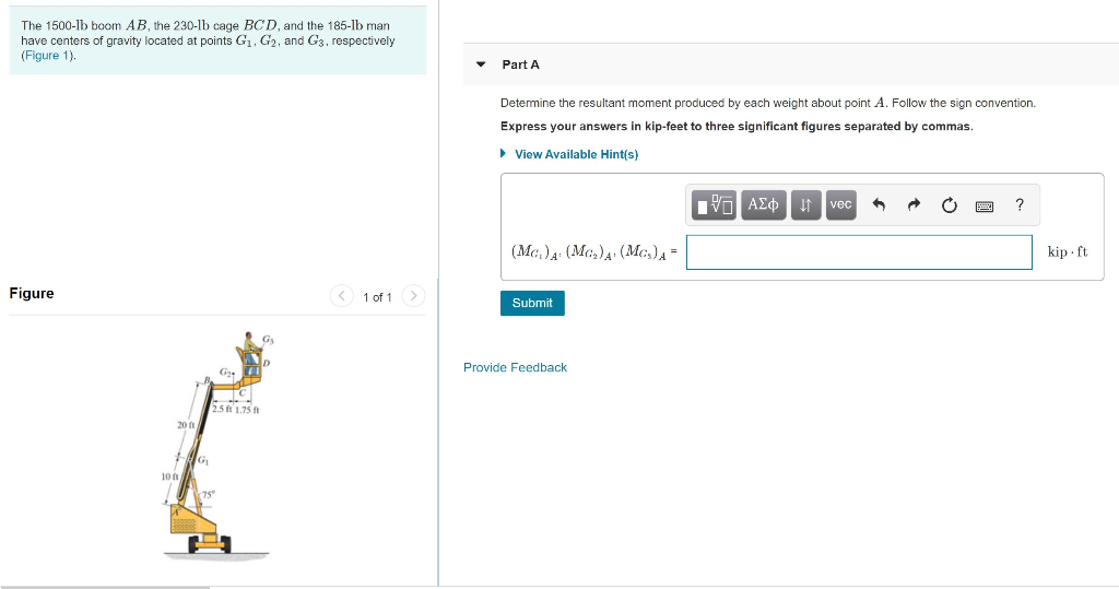 Solved The 1500-lblb boom ABAB, the 230-lblb cage BCDBCD, | Chegg.com