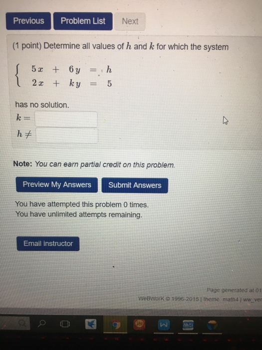 Solved Determine all values of h and k for which the system | Chegg.com