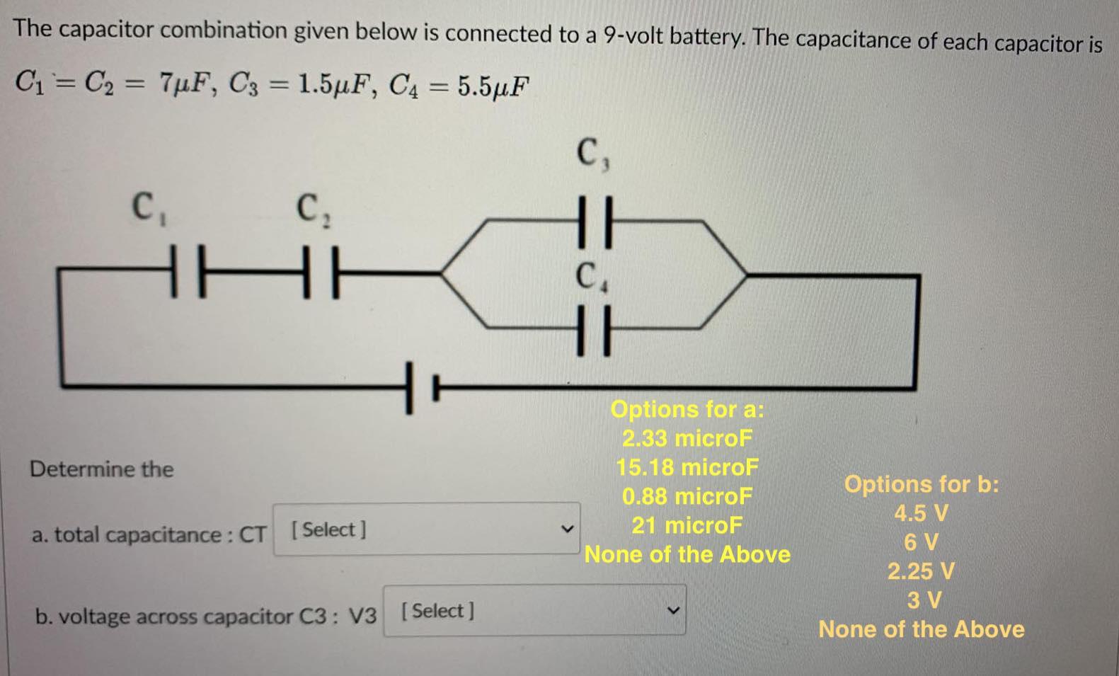 Solved The capacitor combination given below is connected to | Chegg.com
