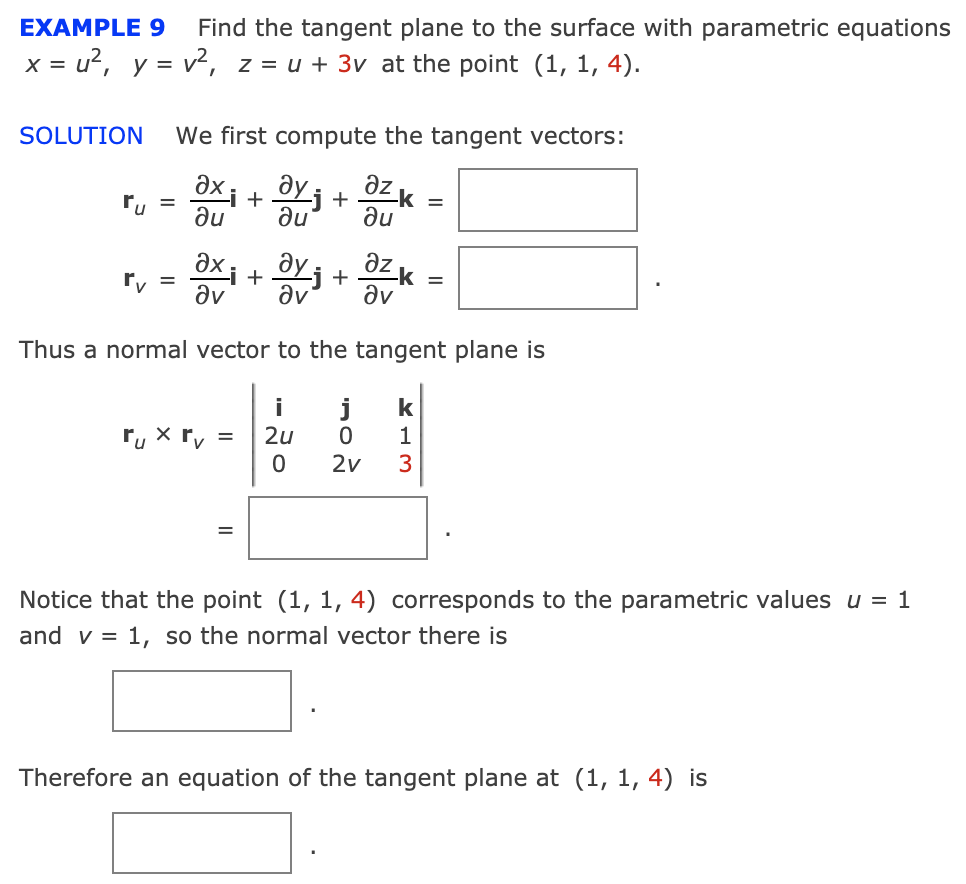 Solved EXAMPLE 9 Find the tangent plane to the surface with | Chegg.com