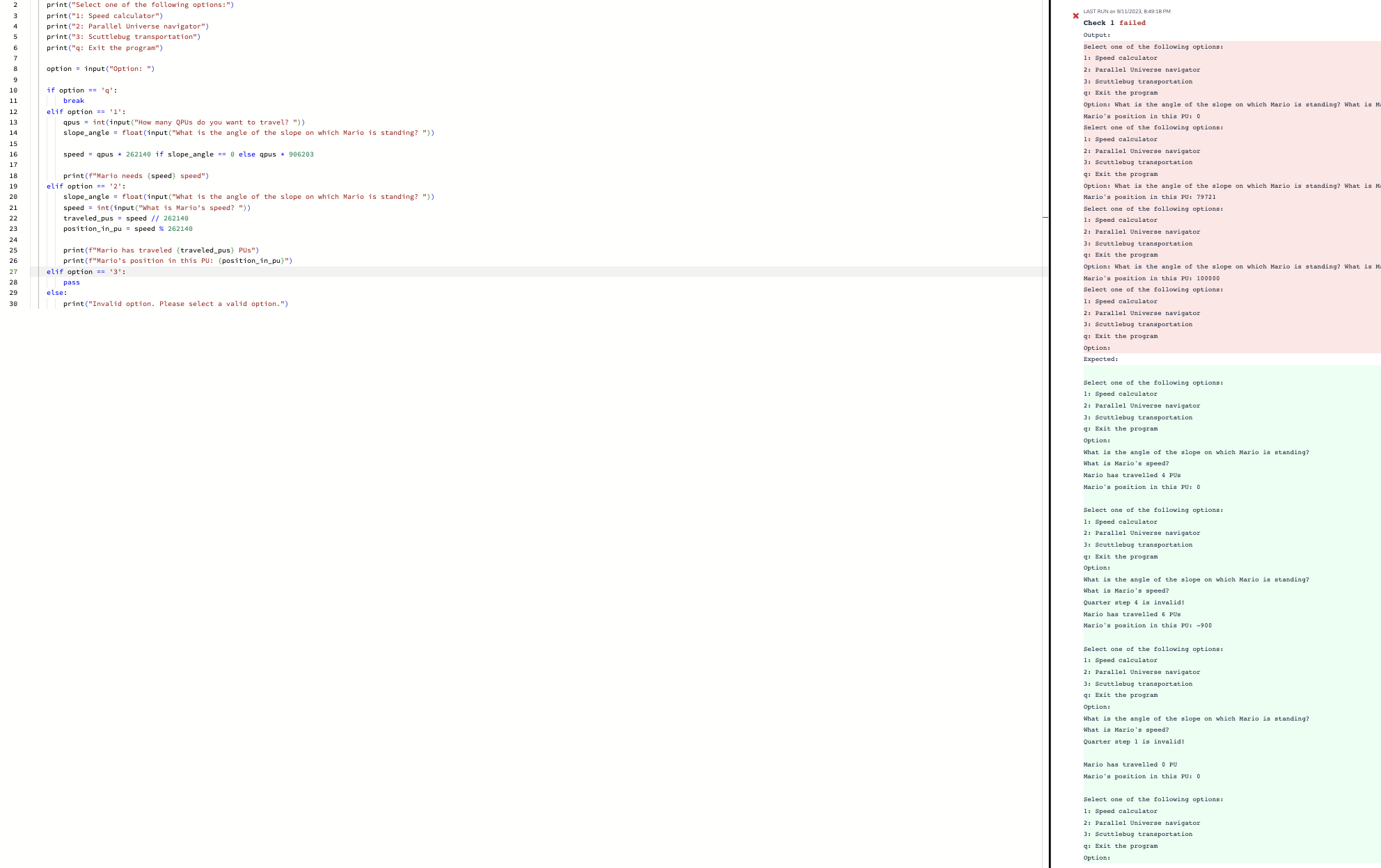 Please help make my code have the expected outcome. | Chegg.com