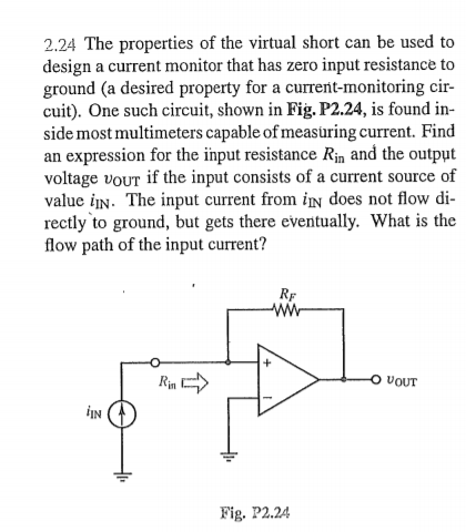 Solved 2.24 The properties of the virtual short can be used | Chegg.com