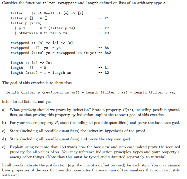 Solved Consider the functions filter, revAppend and length | Chegg.com
