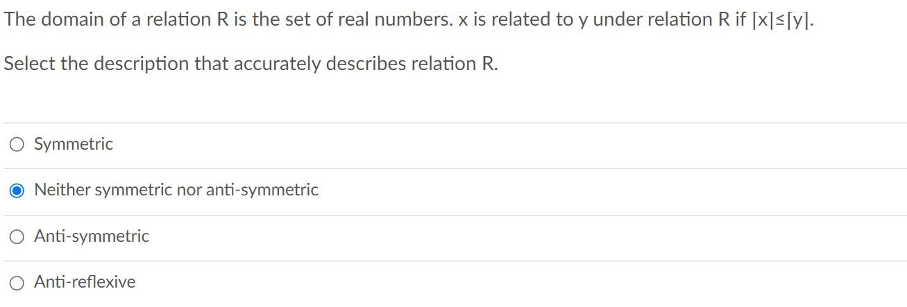 Solved The domain of a relation R is the set of real | Chegg.com