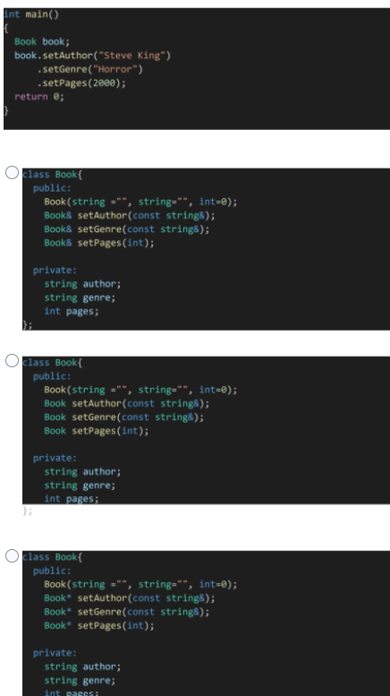 Solved What is the correct class prototype to allow the | Chegg.com