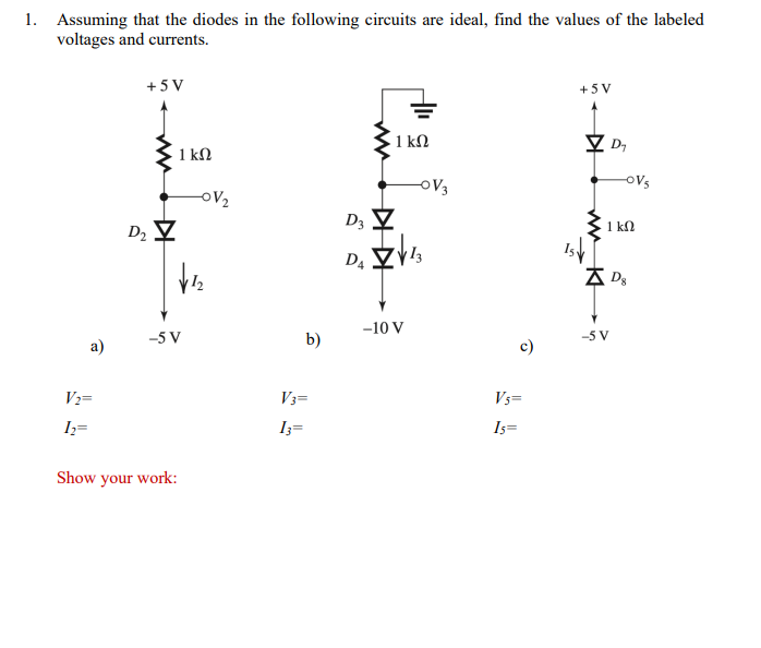Solved Assuming that the diodes in the following circuits | Chegg.com