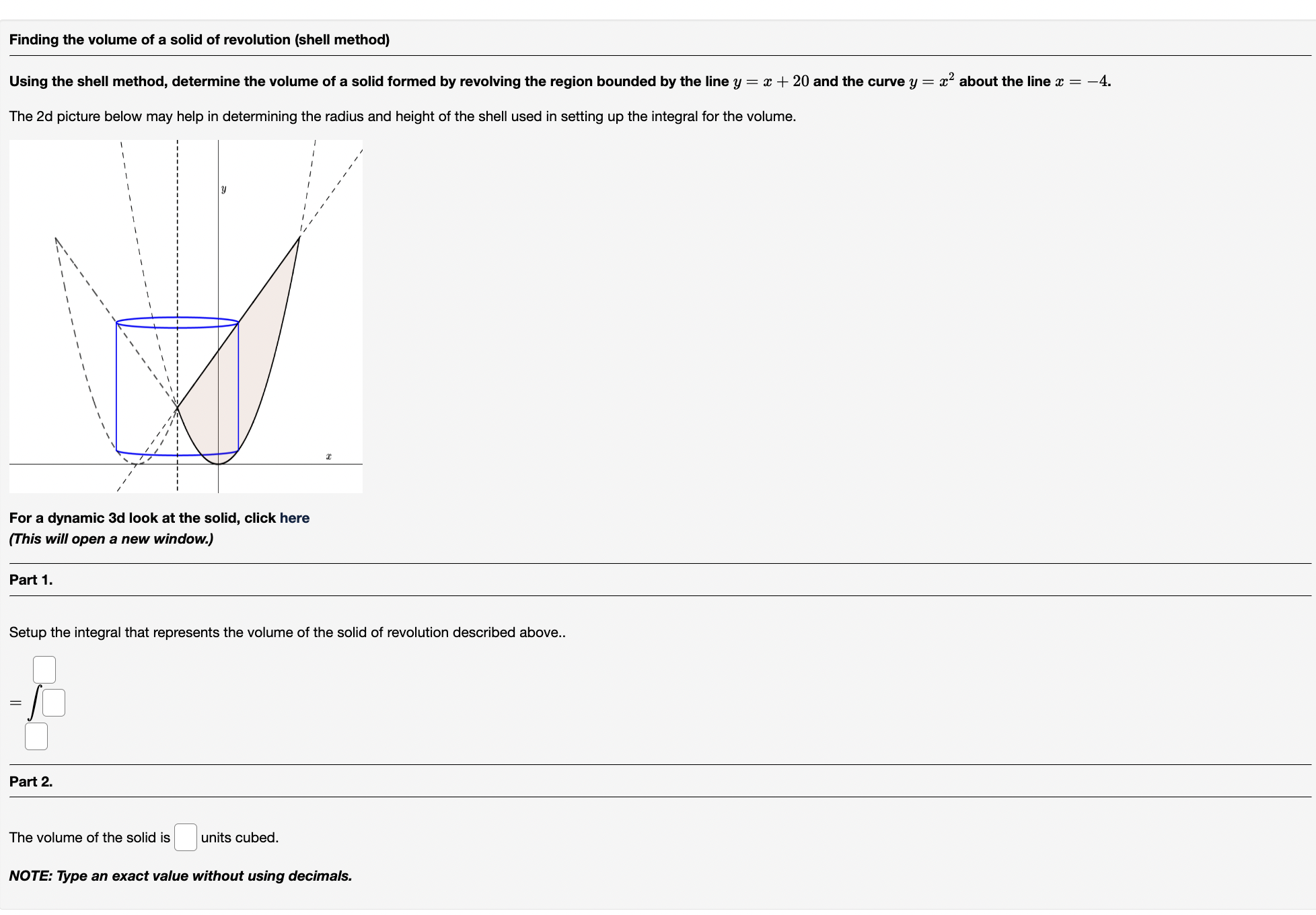 Solved Using the shell method, determine the volume of a | Chegg.com