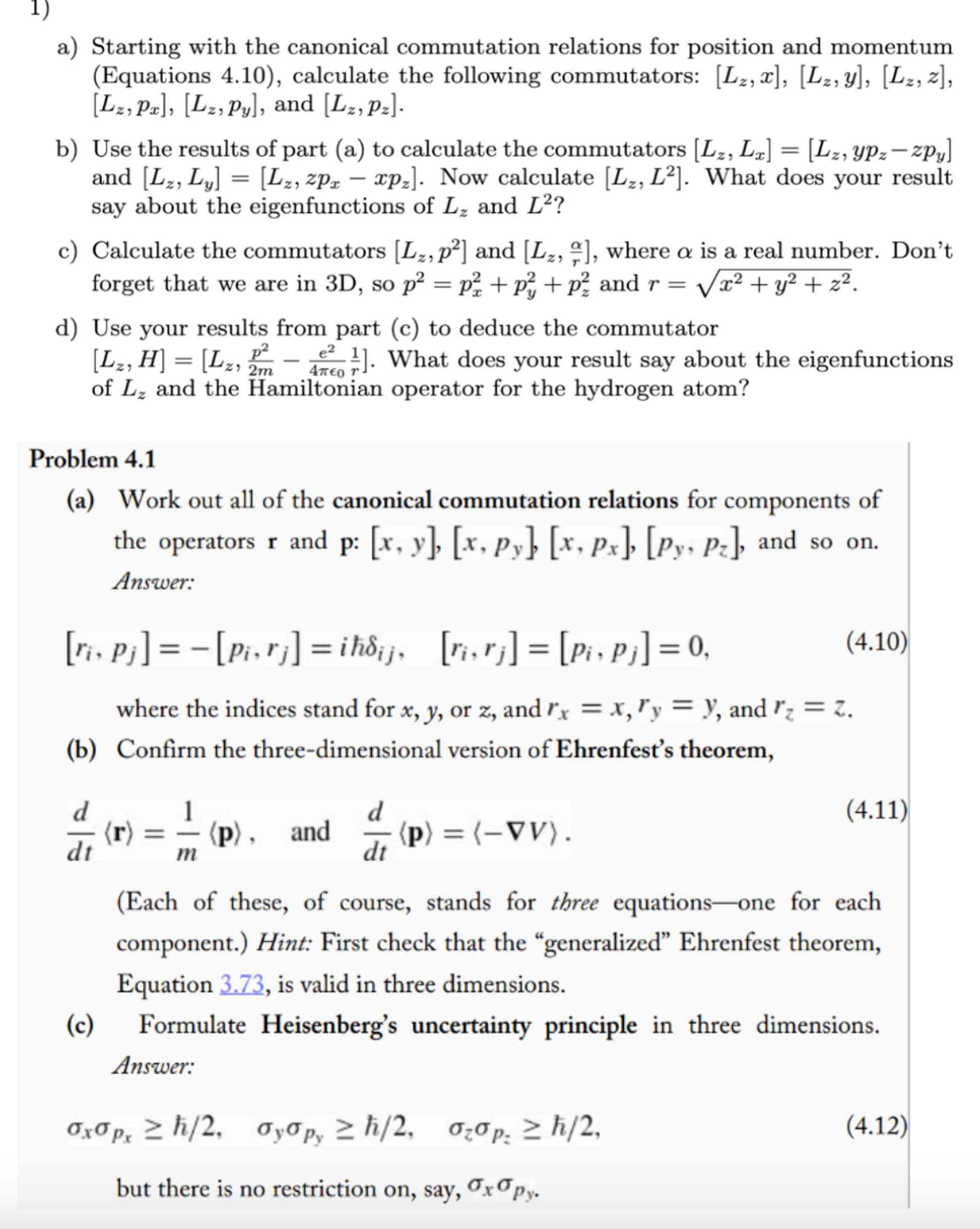 Solved A starting With The Canonical Commutation Relations