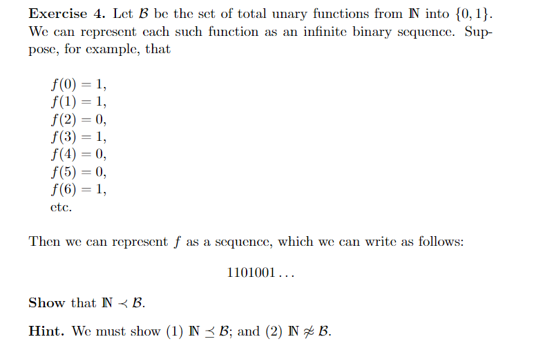 Solved Exercise 4. Let B be the set of total unary functions | Chegg.com