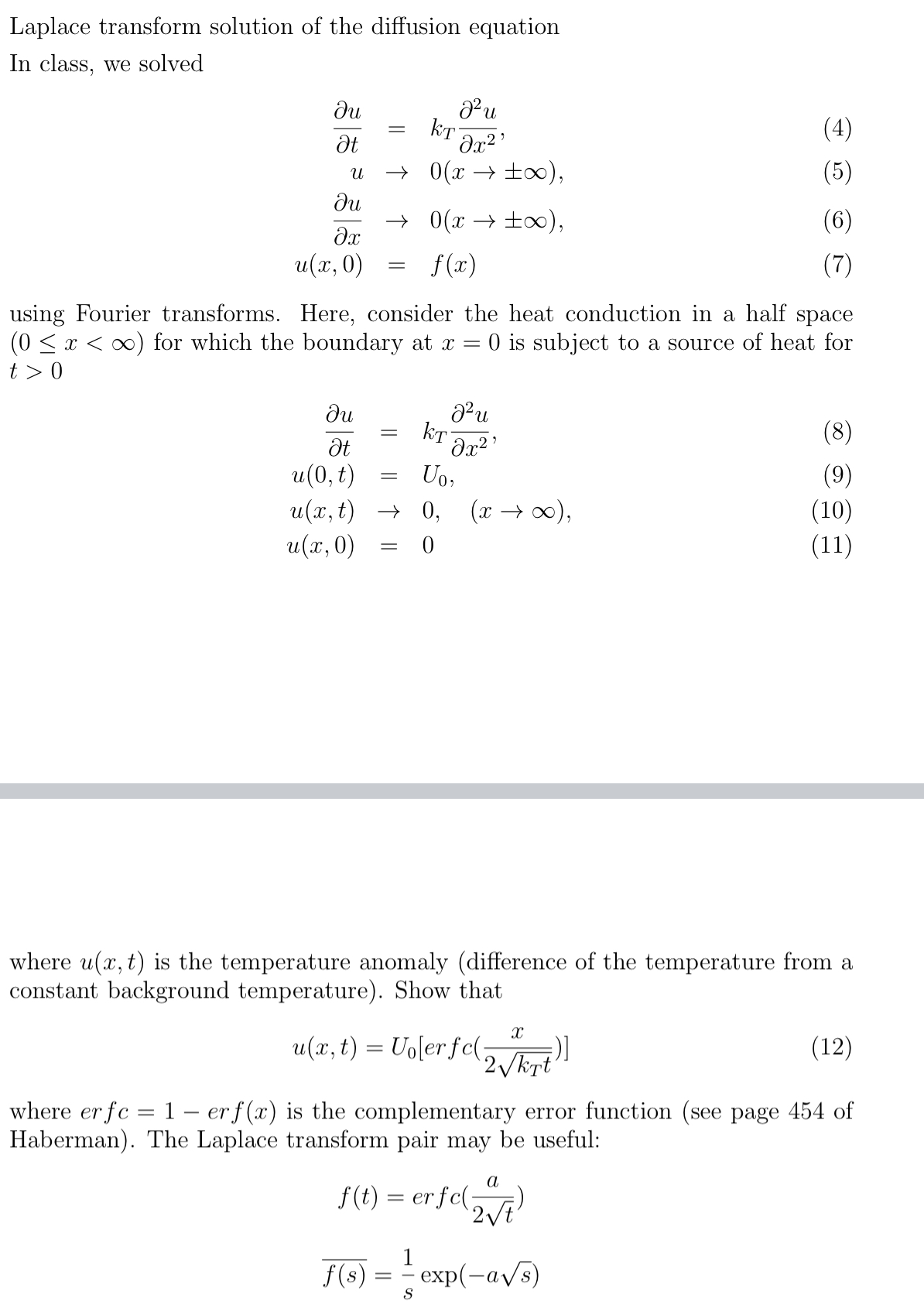 Solved Laplace transform solution of the diffusion equation | Chegg.com