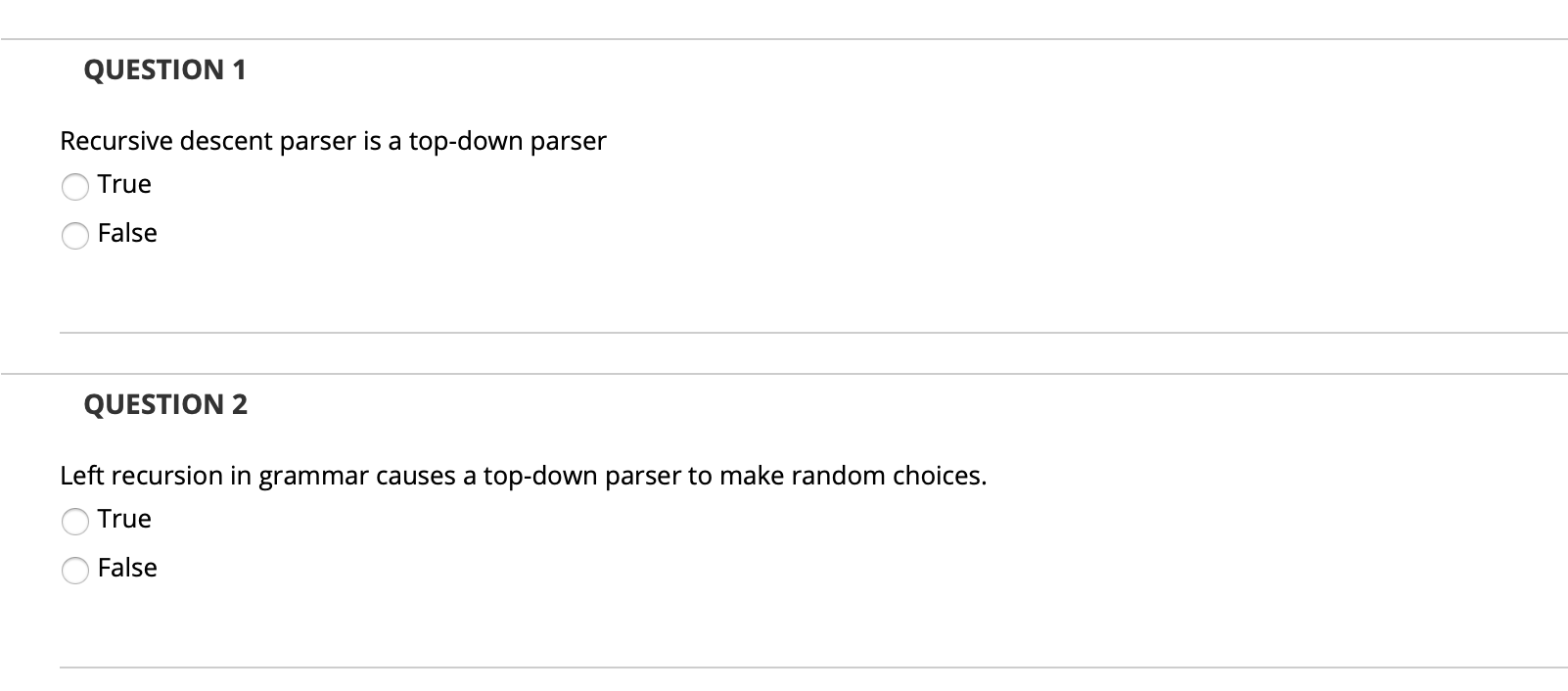 Solved QUESTION 1 Recursive descent parser is a top-down | Chegg.com