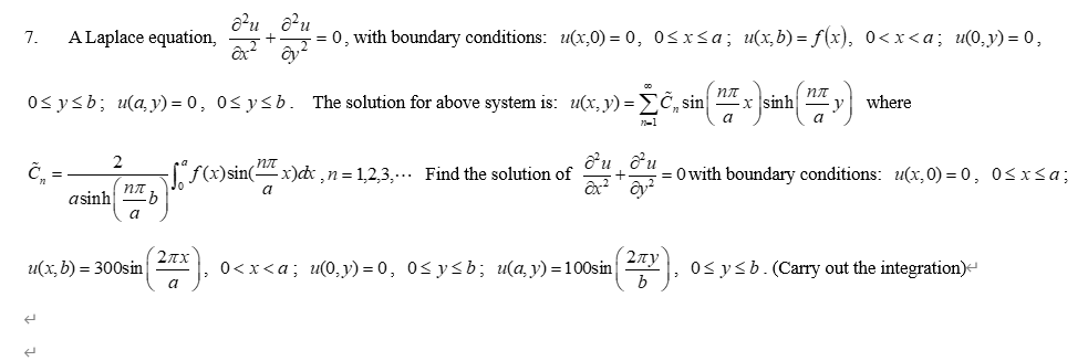 Solved A Laplace equation,with boundary conditions: u(x,0)= | Chegg.com