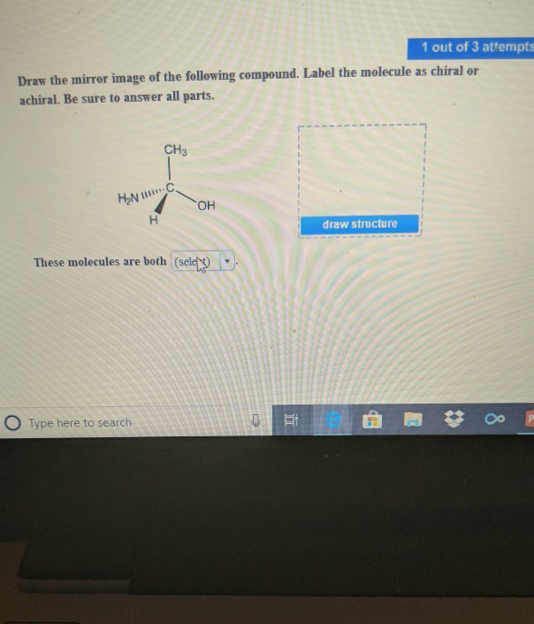 Solved 1 out of 3 attempts Draw the mirror image of the | Chegg.com