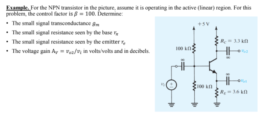 Solved Example. For the NPN transistor in the picture, | Chegg.com