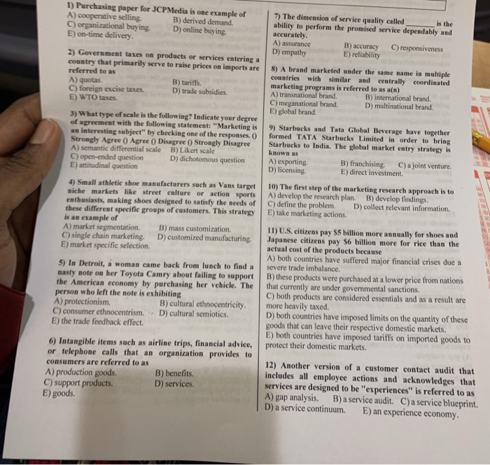 Solved t 1) Purchasing paper for JCPMedia is one example of | Chegg.com