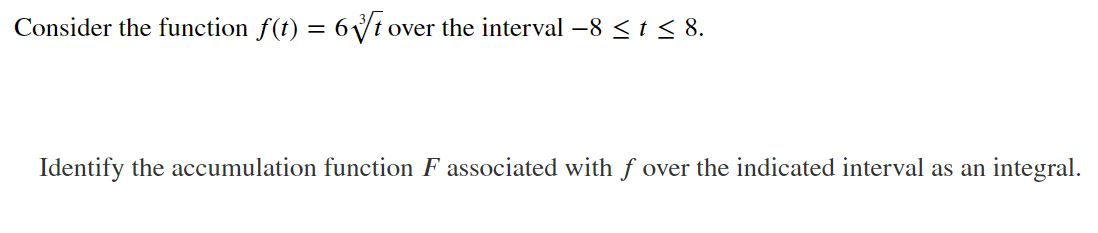 Solved Consider the function f(t)=6t3 ﻿over the interval | Chegg.com