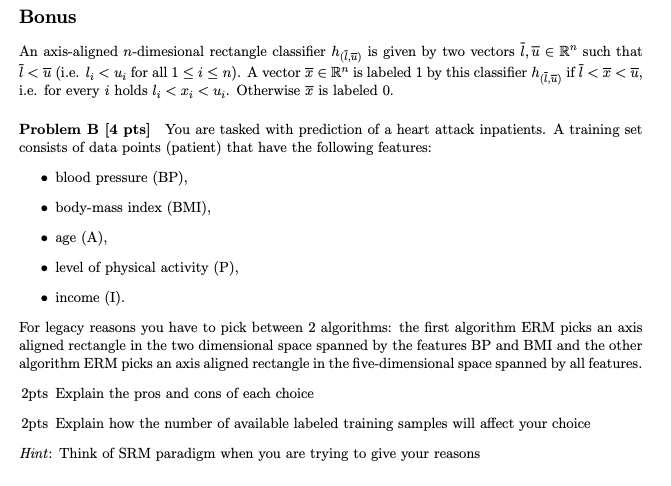 Bonus An axis-aligned n-dimesional rectangle | Chegg.com