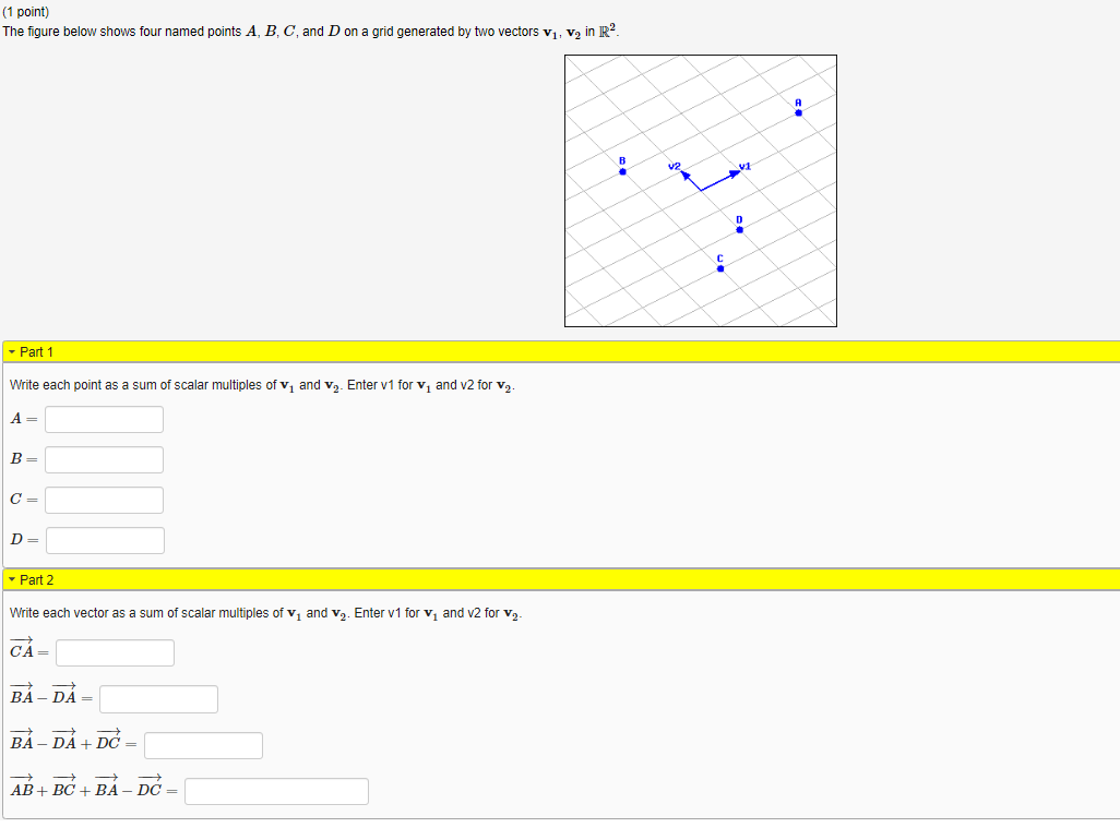 Solved (1 point) The figure below shows four named points | Chegg.com