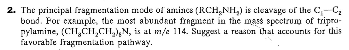 Solved 2. The principal fragmentation mode of amines | Chegg.com