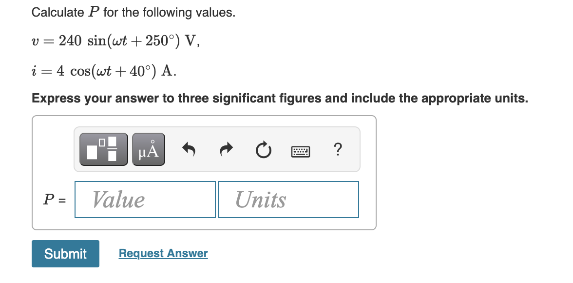 Solved + V i Calculate P for the following values: v = 140 | Chegg.com