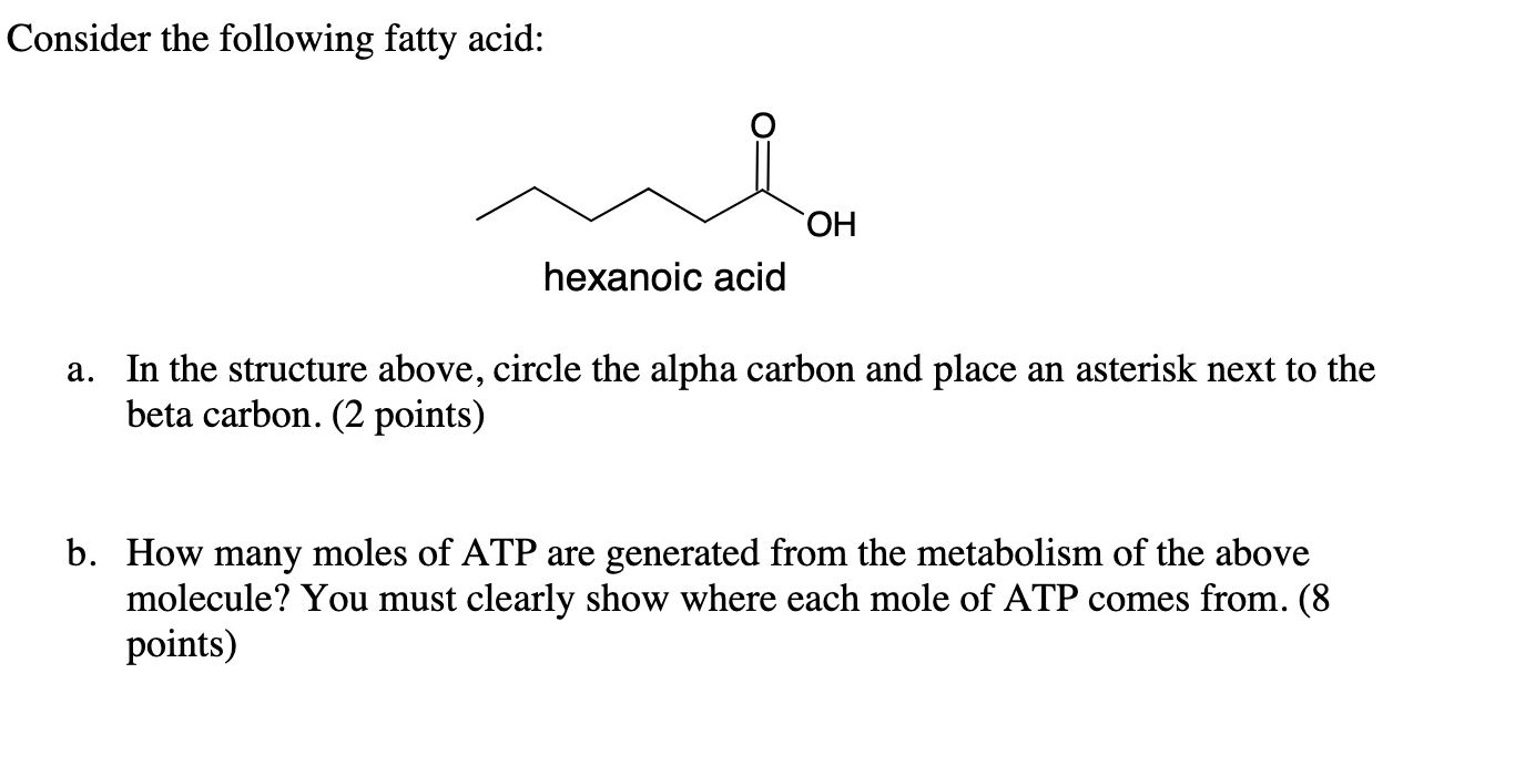 Solved Consider the following fatty acid: ОН hexanoic acid | Chegg.com