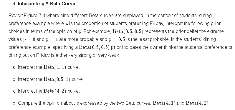 Beta(0.5,0.5) Beta(0.5,1) Beta(0.5,2) 0.0 1.000 1.000 | Chegg.com