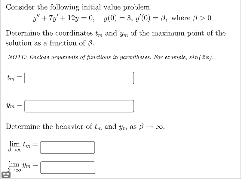 Solved Consider the following initial value problem. | Chegg.com