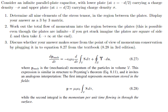 Solved Consider an infinite parallel-plate capacitor, with | Chegg.com