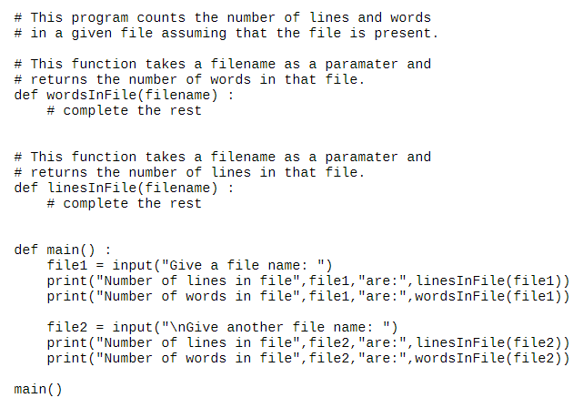Solved [PYTHON] Complete the posted program | Chegg.com